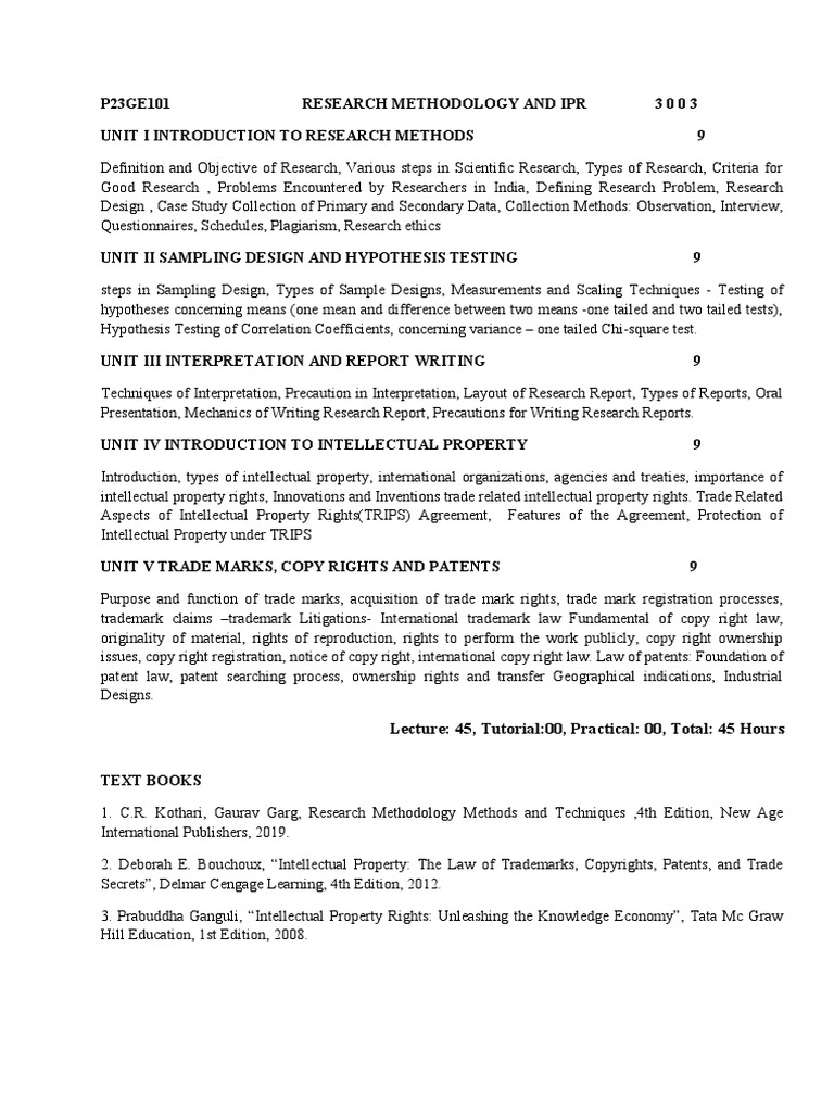 12research Methodology and IPR | PDF | Intellectual Property | Trademark