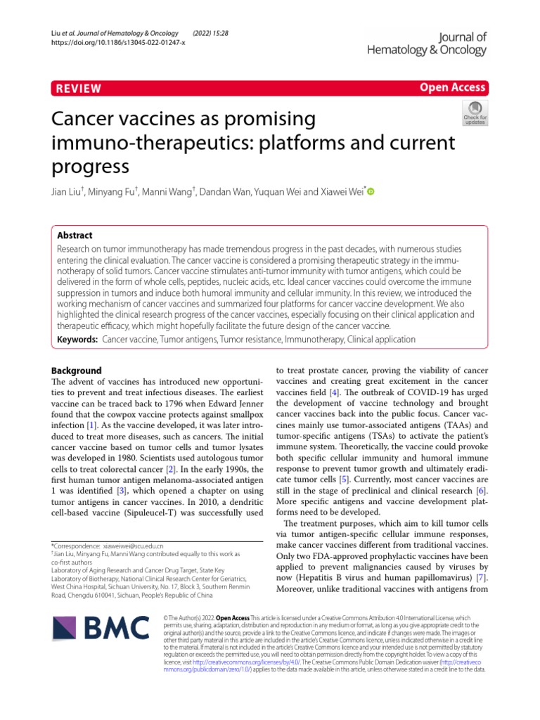 Cancer Vaccines As Promising Immuno-Therapeutics - Platforms and ...