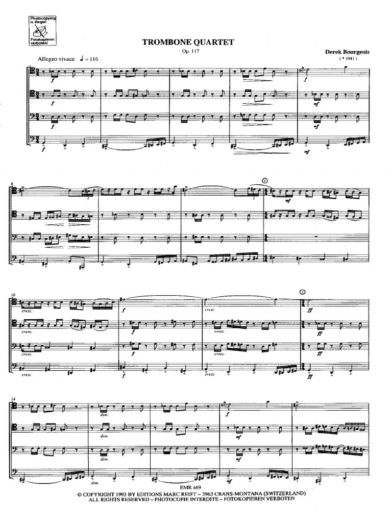 BOURGEOIS Trombone Quartet | PDF