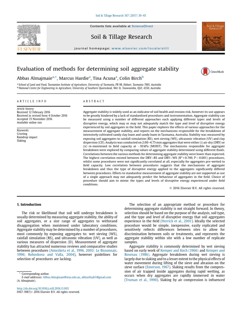 Soil Aggregate Stability Measurement Methods | PDF | Soil | Clay