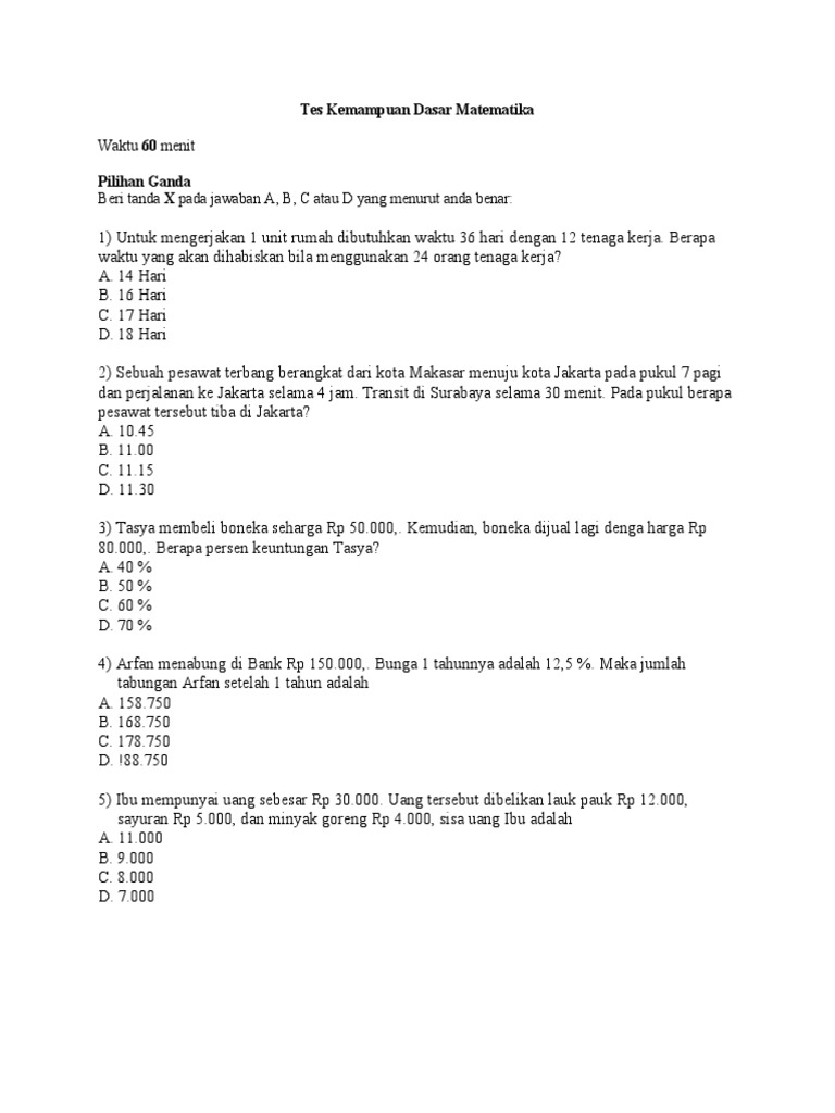 Soal MTK Fix Guru TK | PDF