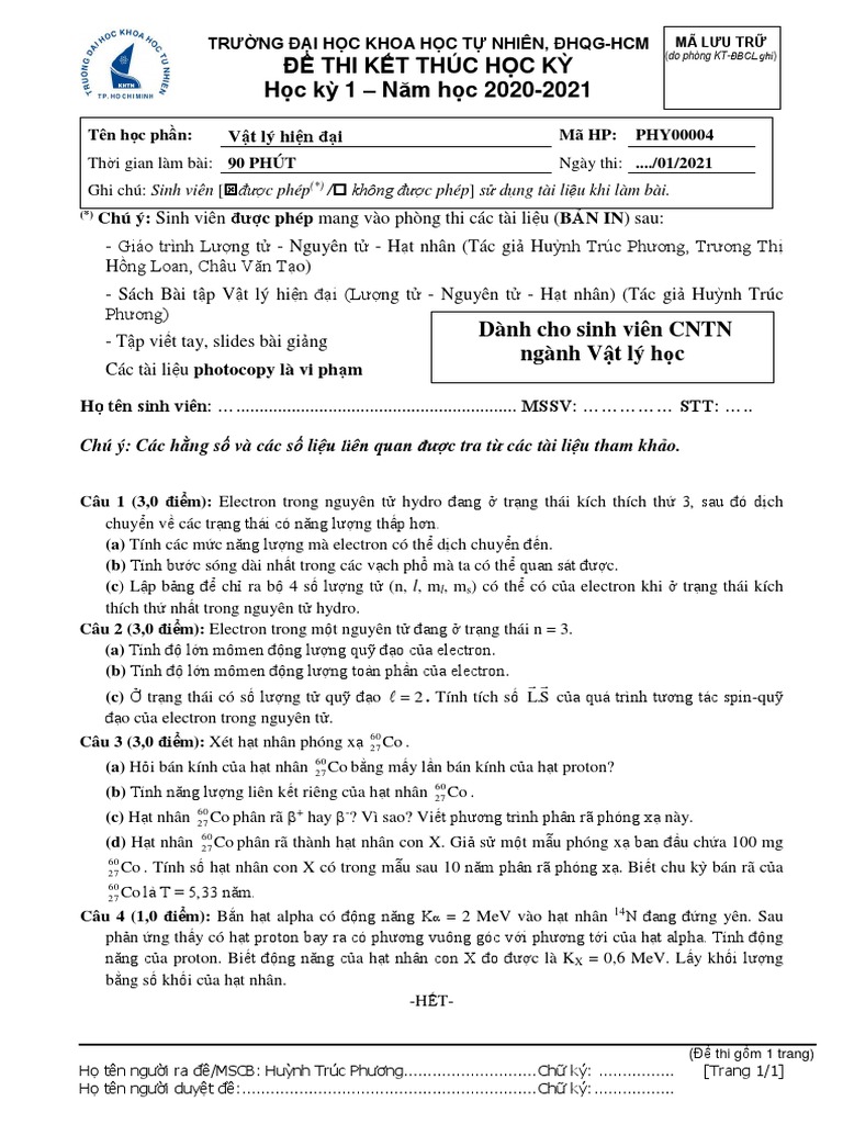 ĐỀ THI CK - HK1 - 2020 - 2021 (CNTN) | PDF
