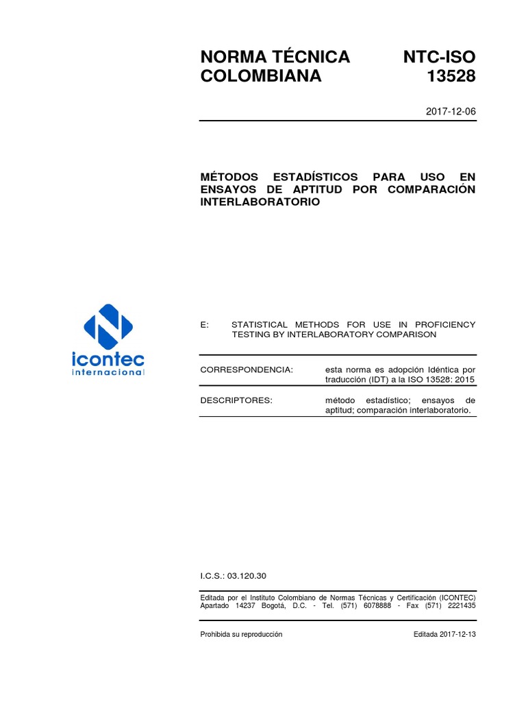 Norma Técnica Ntc-Iso Colombiana 13528 | PDF | Estadísticas | Software