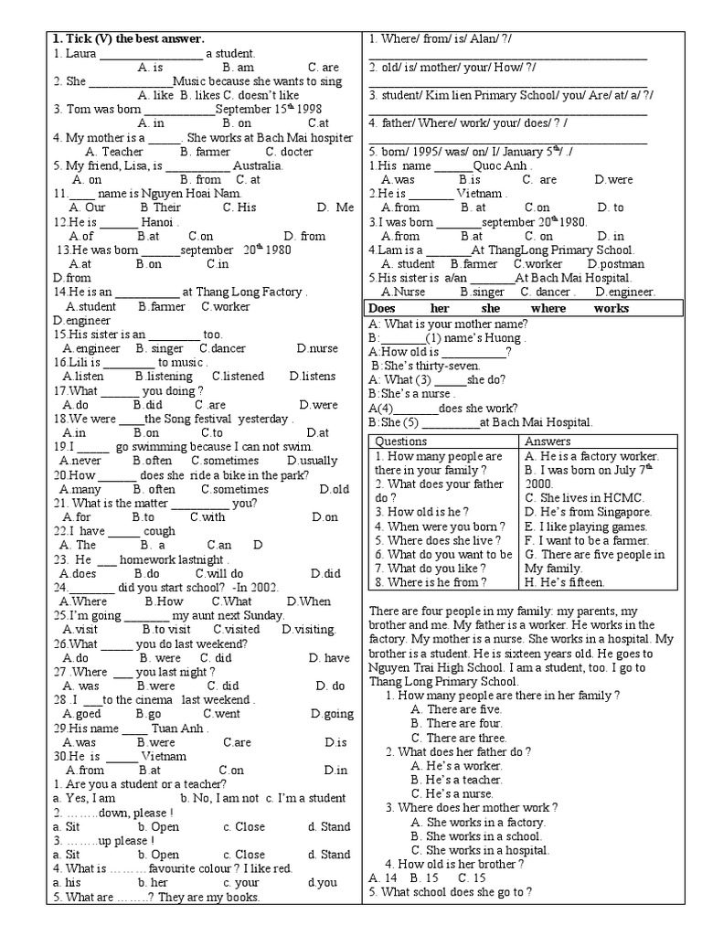 Bai Thi Trac Nghiem Tanh 5 | PDF