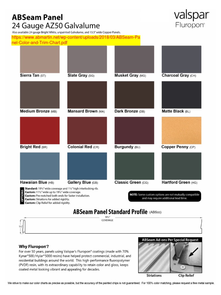 ABSeam Panel Color and Trim Chart | PDF