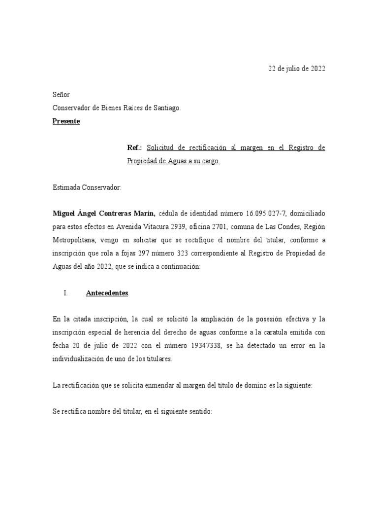 Minuta Rectificacion Error CBR | PDF