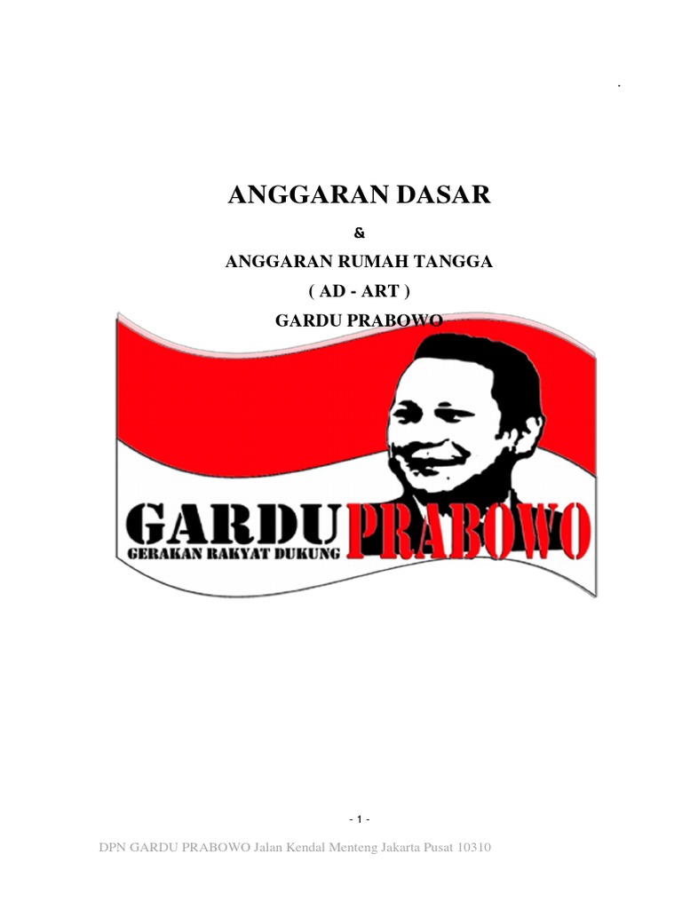 Anggaran Dasar Gardu Prabowo | PDF
