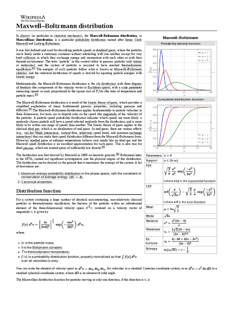 Maxwell-Boltzmann Distribution Overview | PDF
