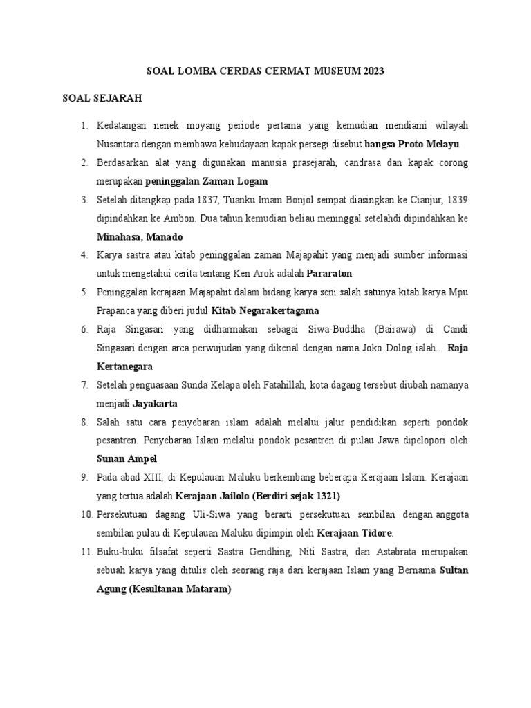 Kisi - Kisi SOAL LCCM 2023 | PDF