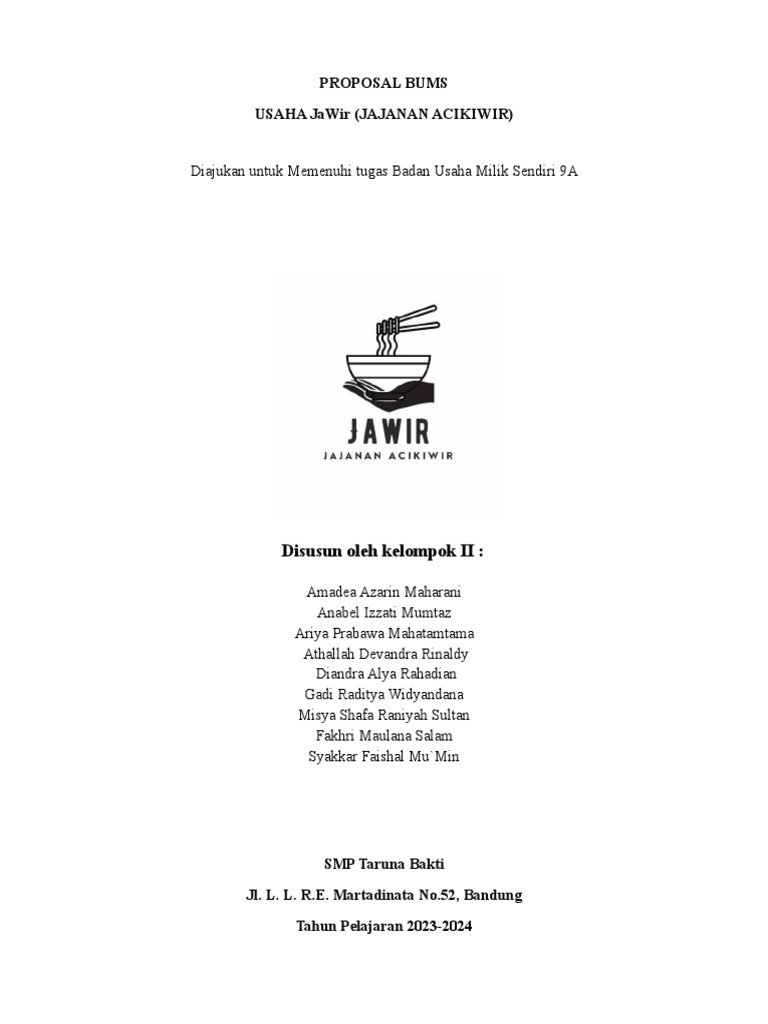 Proposal BUMS Kelompok Jawir | PDF