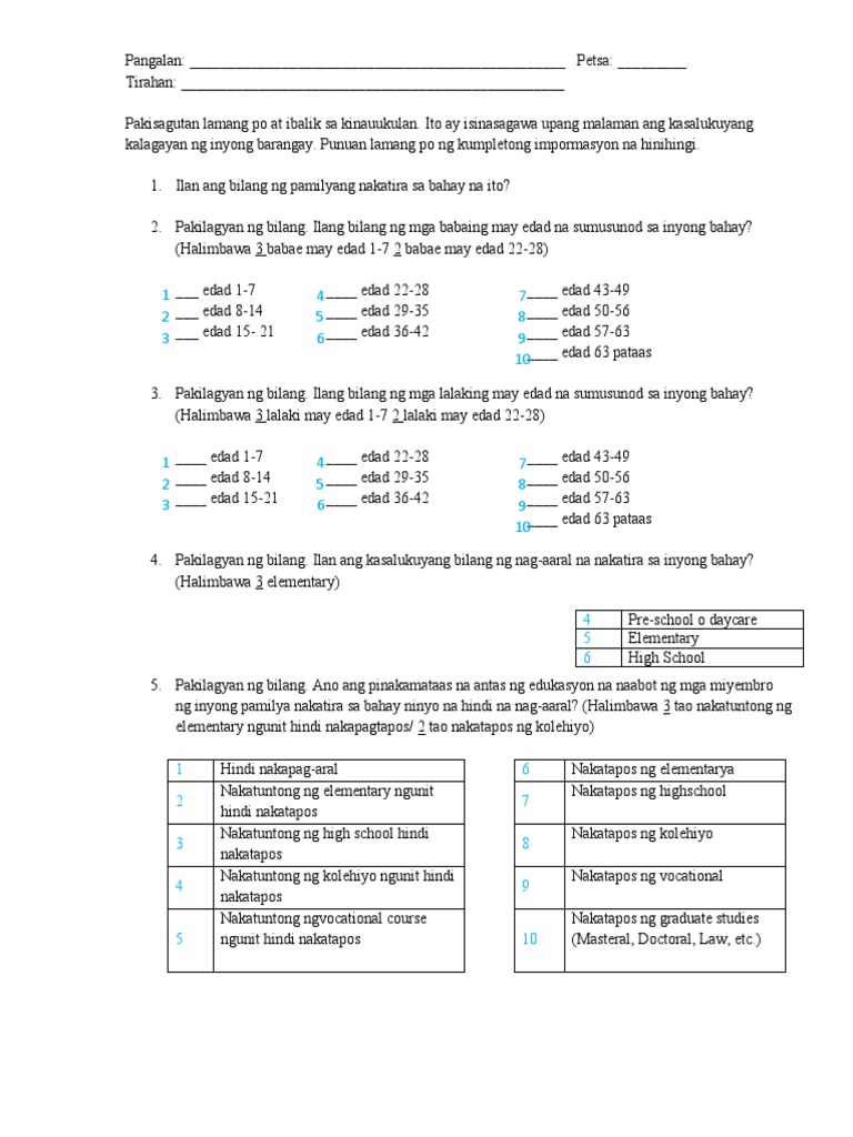 Community Needs Assessment Form CWTS | PDF