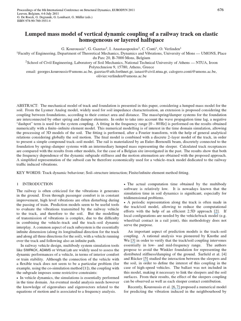 Lumped Mass Model for Railway Dynamics | PDF | Physical Sciences ...