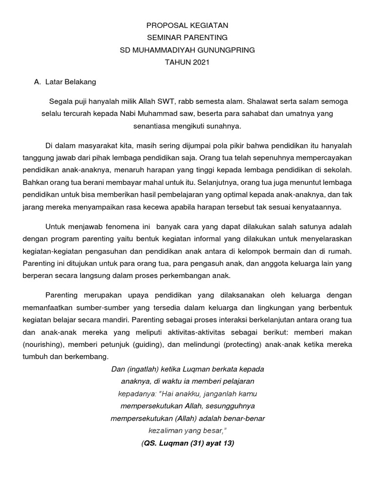 Proposal Parenting | PDF