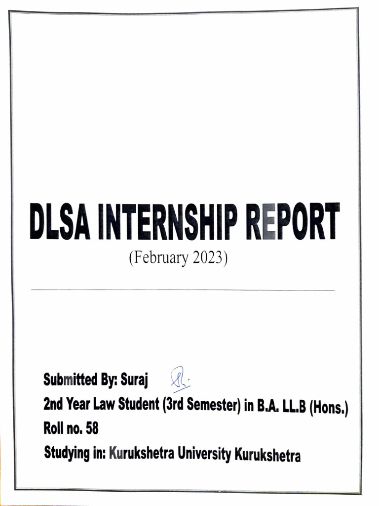 DLSA Report by Suraj 1 | PDF | Mediation | Legal Aid