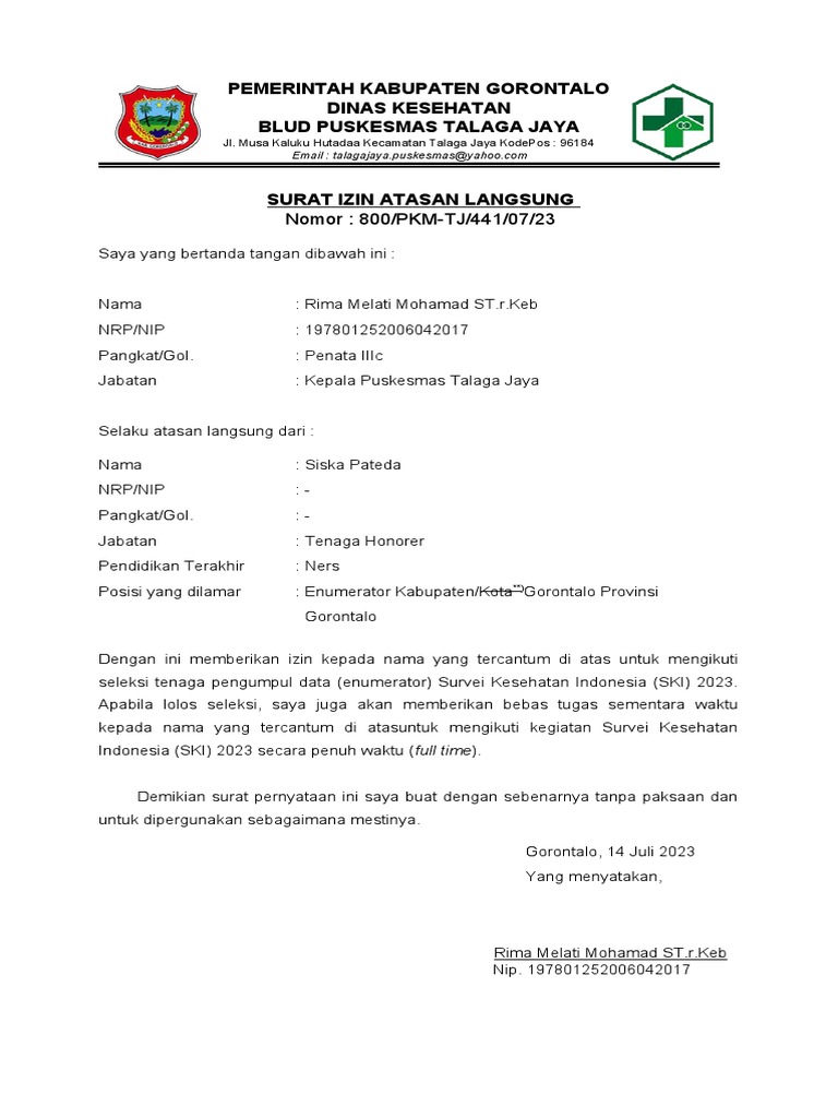 Surat Izin Enumerator | PDF