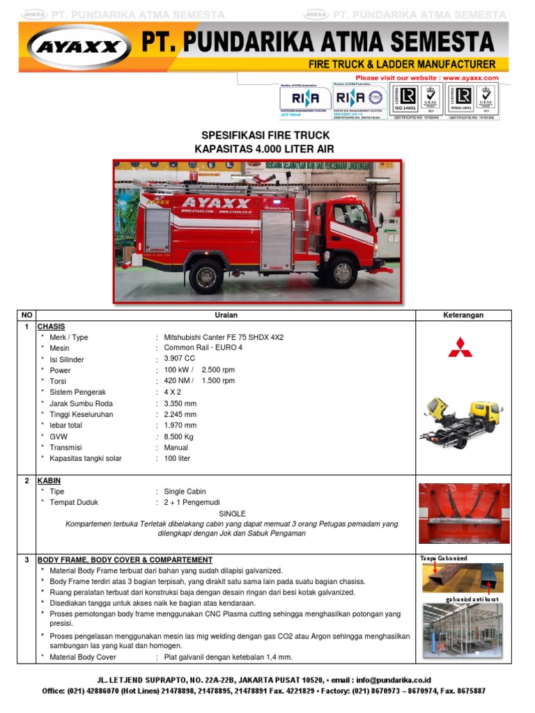 Mitsubishi Canter FE 75 SHDX Specs | PDF