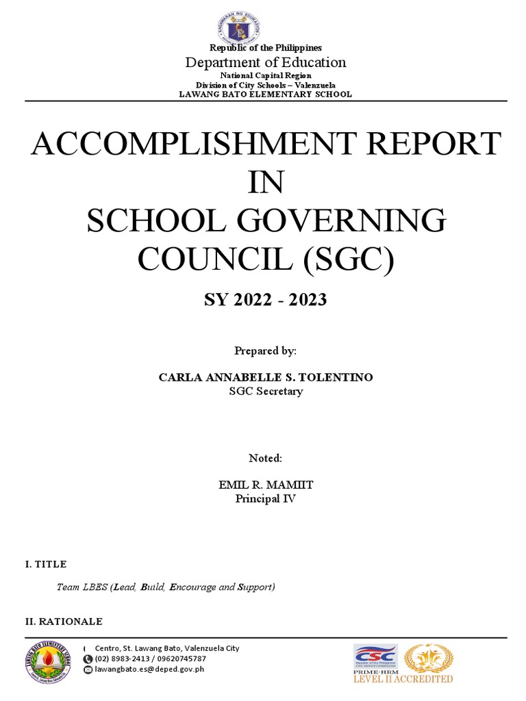 SGC - Accomplishment Report Template 2022-2023 | PDF
