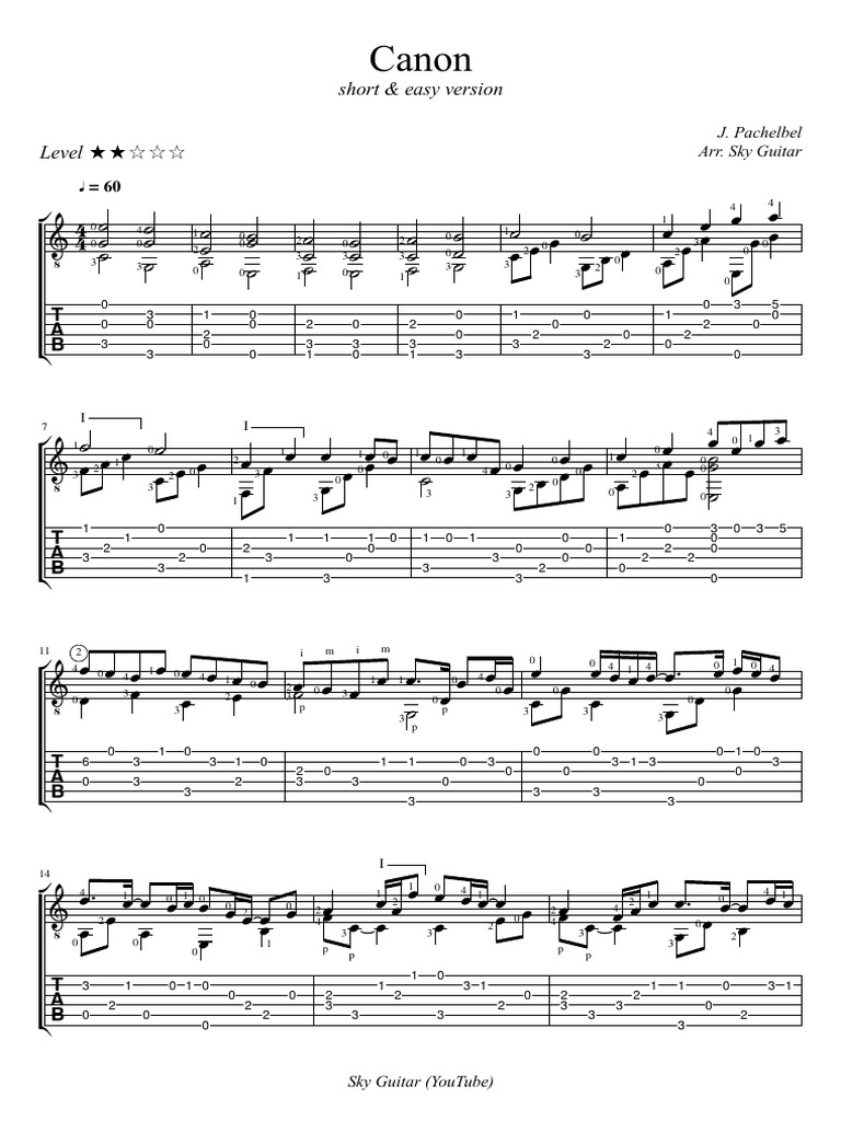 Partituras de Nivel 2 para Guitarra. | PDF | Pachelbel's Canon | Music Theory