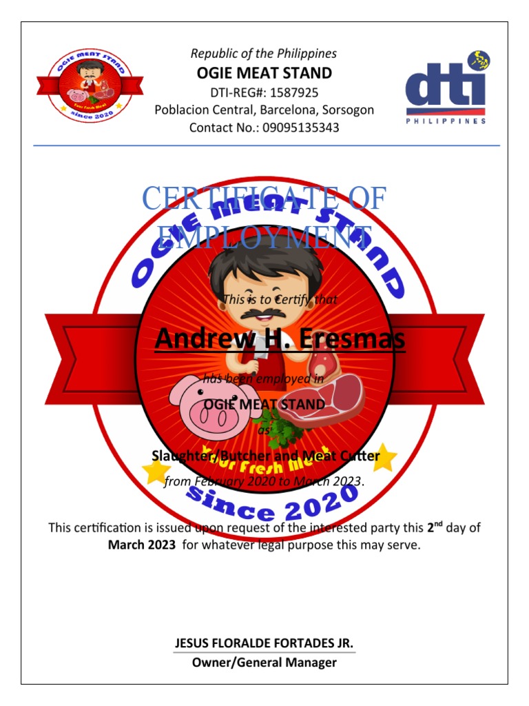 COE of Butchery | PDF