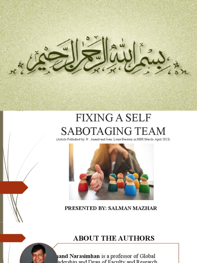 Fixing A Self Sabotaging Team | PDF