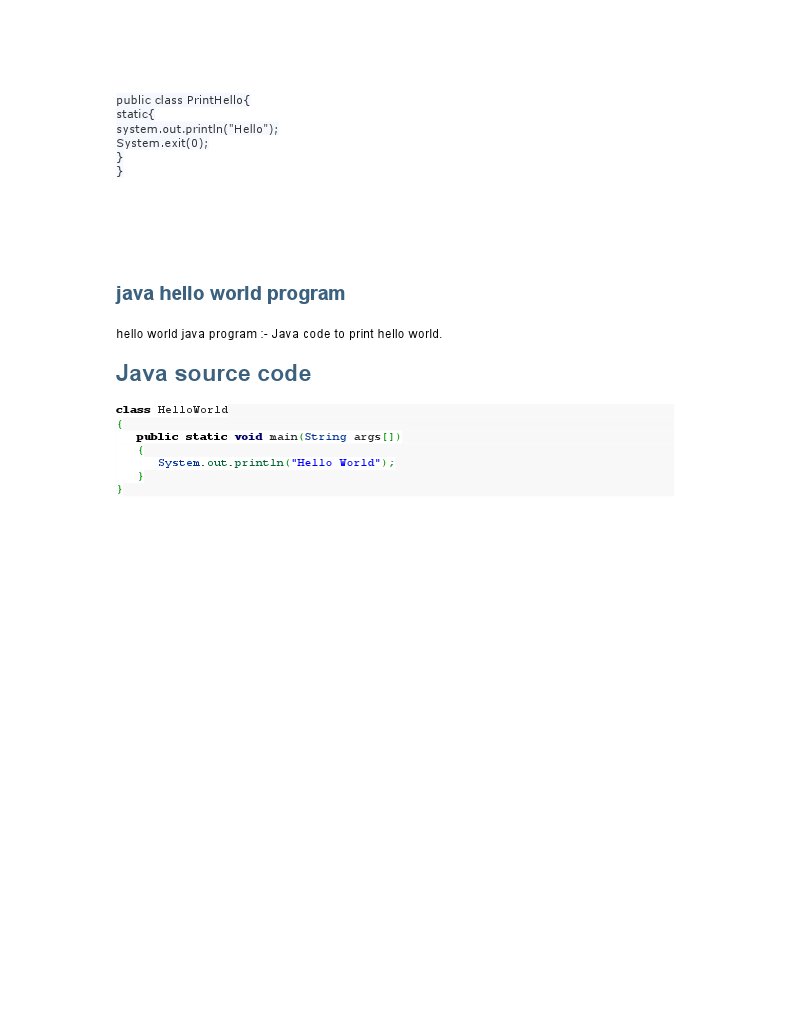 Java Hello World Program Code | PDF