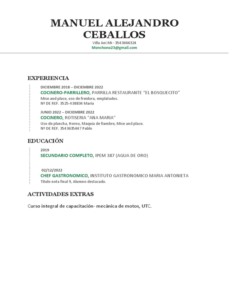 Manuel Alejandro Ceballos Cv.. | PDF