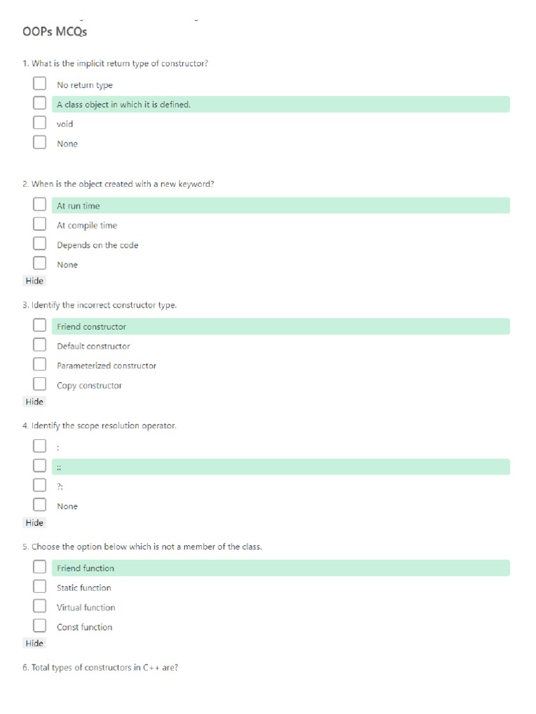 Oop Mcq Pdf