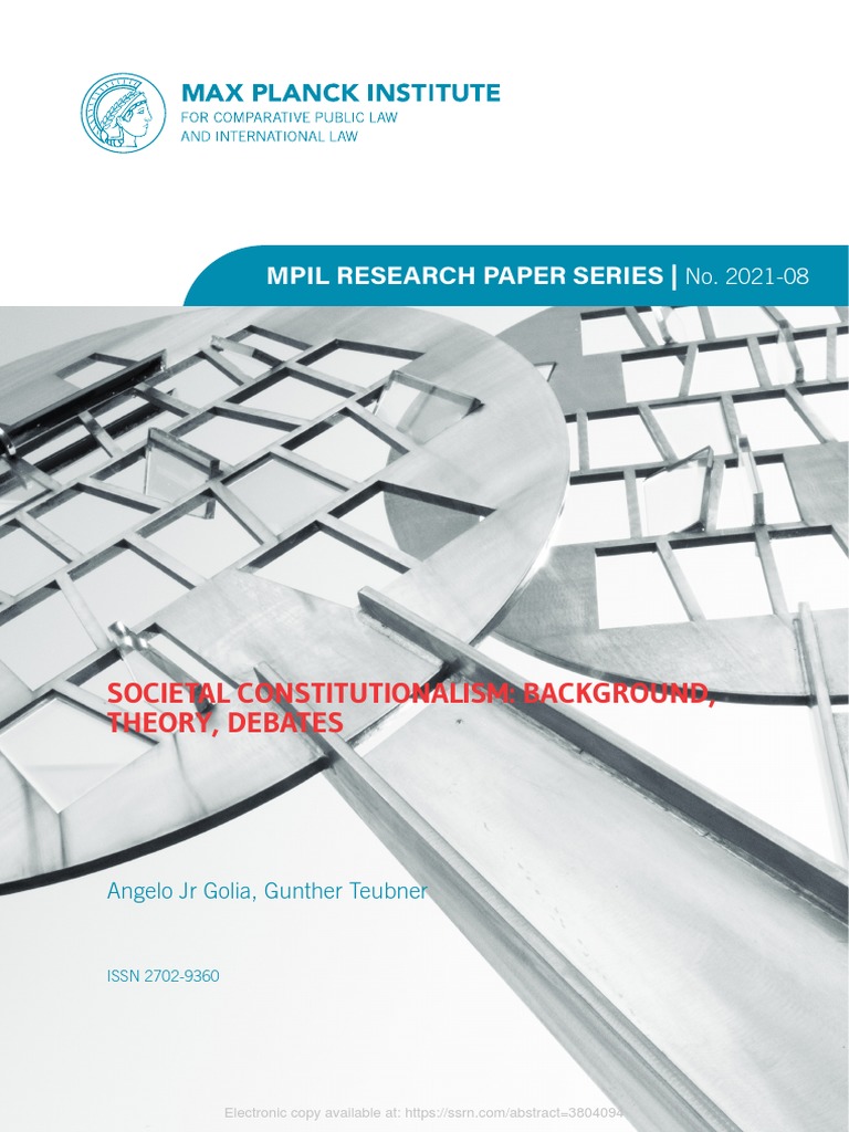 GOLIA, Angelo JR TEUBNER, Gunther. Societal Constitutionalism ...