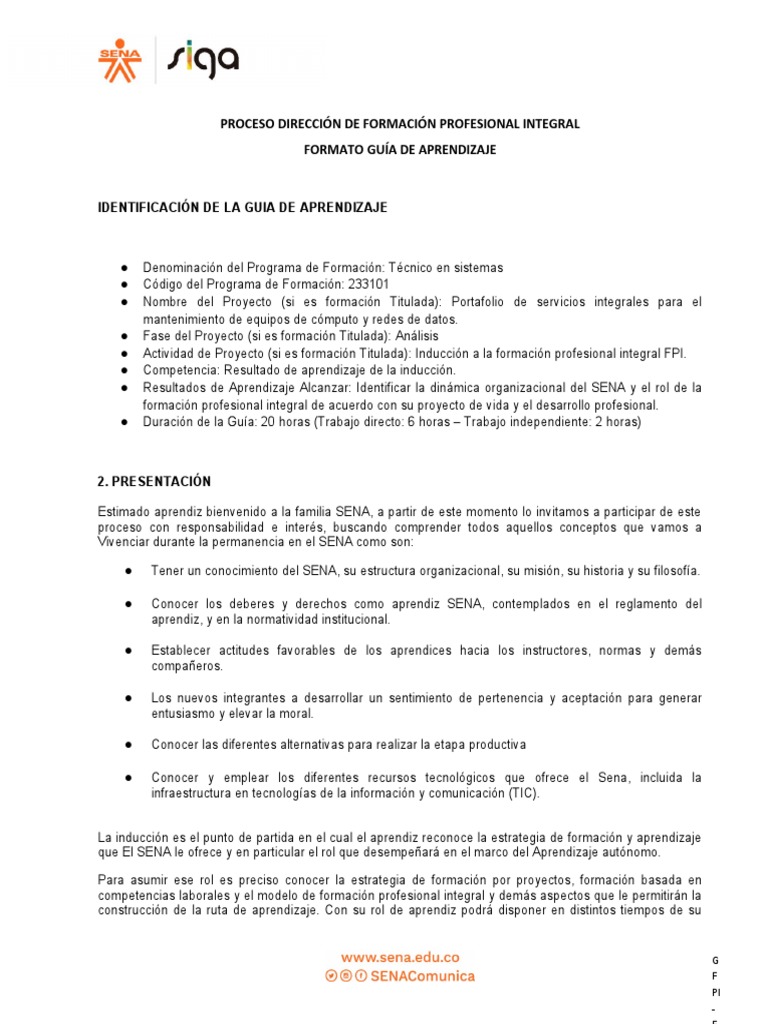 Gfpi-F-019 Guia de Aprendizaje - Induccion Aprendices | PDF | Aprendizaje | Evaluación