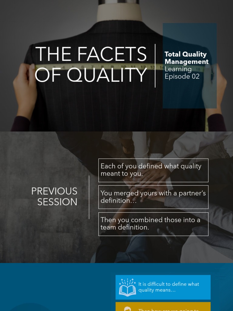 TQM Learning Episode 02 - The Facets of Quality | PDF