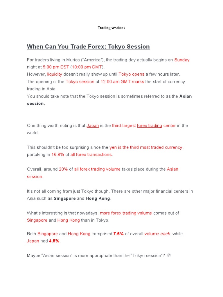 Tokyo Trading Session | PDF