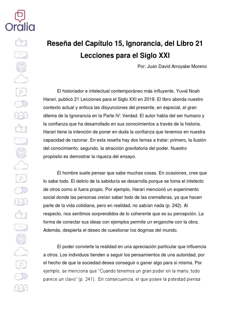 Capitulo 15-Ignorancia-Libro 21 Lecciones para El Siglo XXI | PDF | Pensamiento | Mente