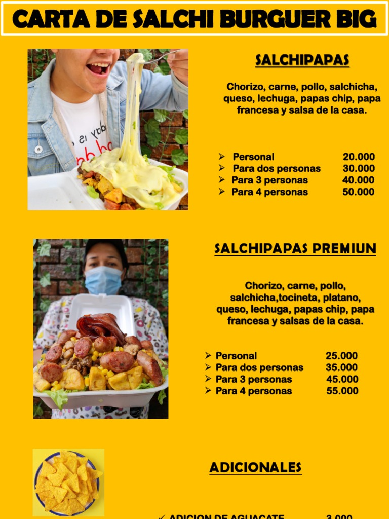El Menu de Salchi - Burguer | PDF | Alimentos | Ingredientes de comida
