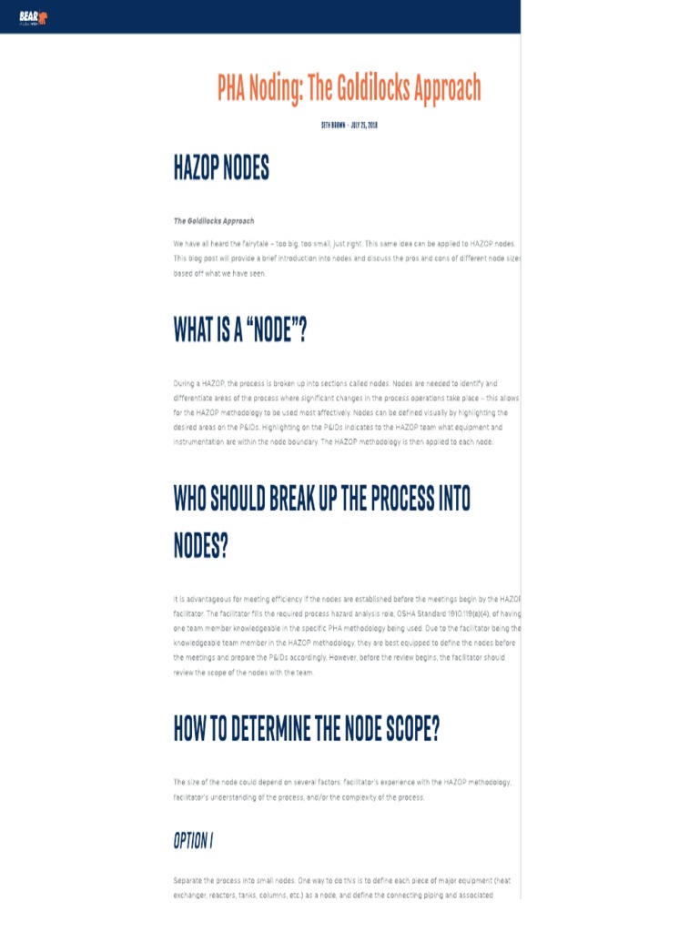 PHA Noding - The Goldilocks Approach - Bear Process Safety | PDF