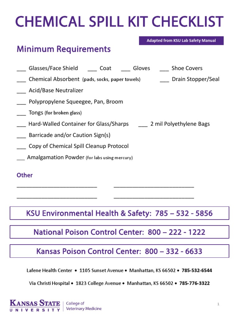 Spill Kit Checklist Signs Response | PDF
