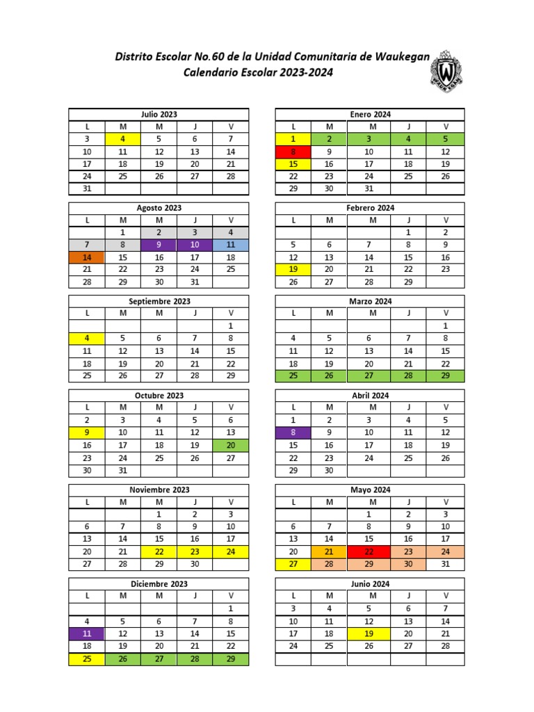 2023 - 2024 School Calendar Spanish | PDF