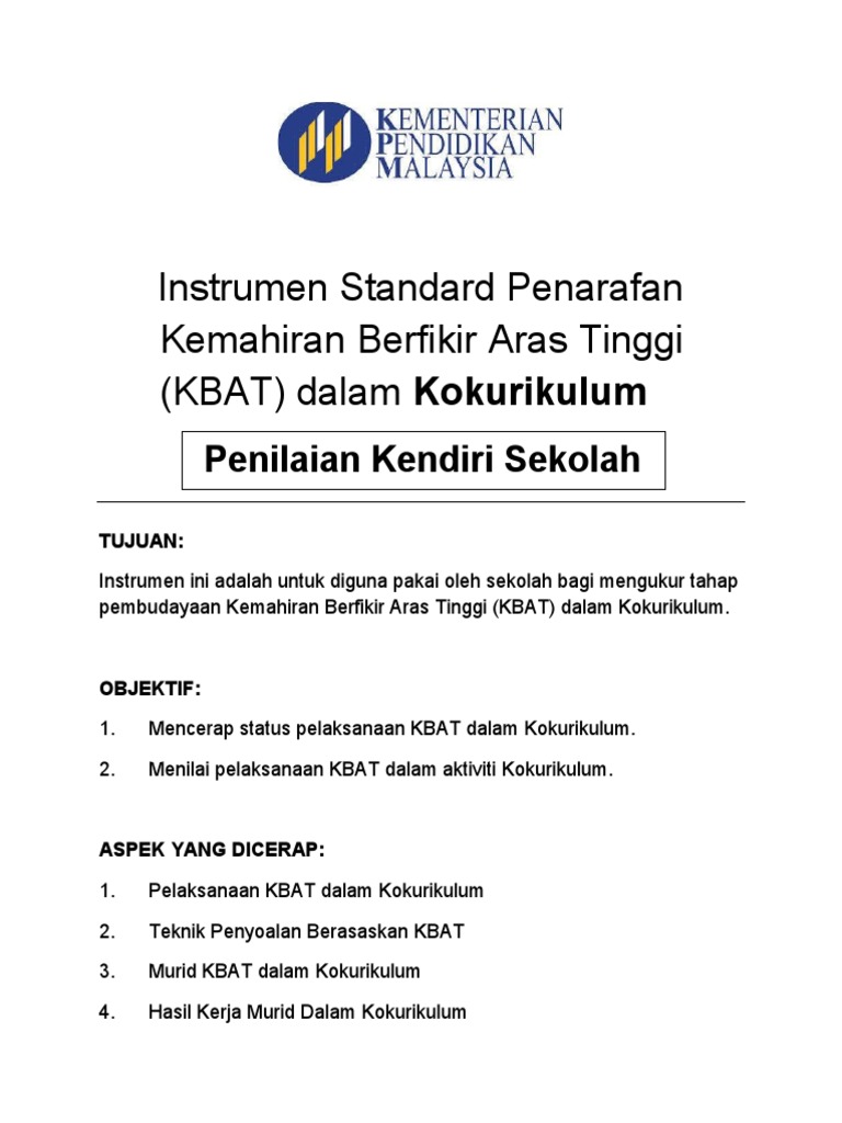 Borang Pemantauan Kbat 2021 | PDF