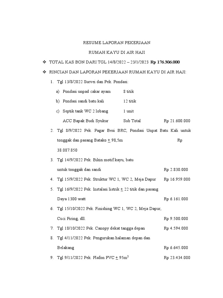 Resume Laporan Pekerjaan | PDF