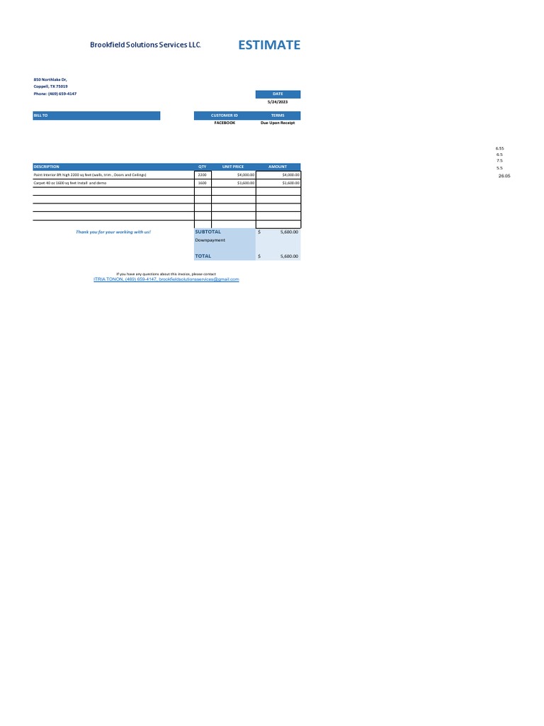 Demolition Quote - XLSX - Invoice | PDF