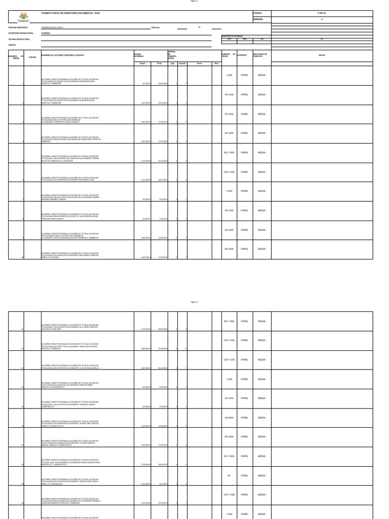 F-rf-01 Formato Unico de Inventario Documental Fuid v4 | PDF
