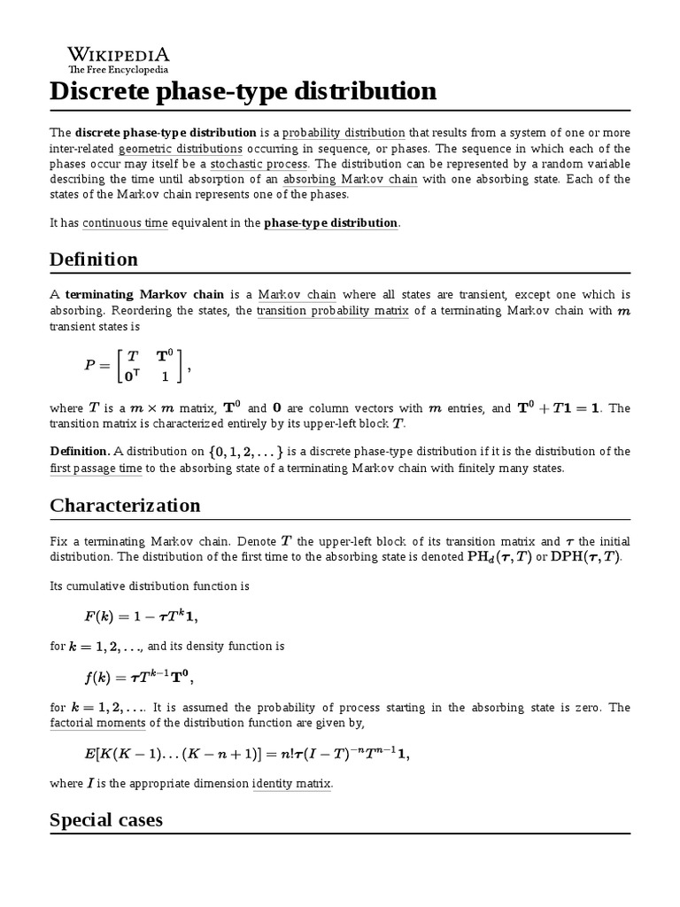Discrete Phase-Type Distribution Explained | PDF