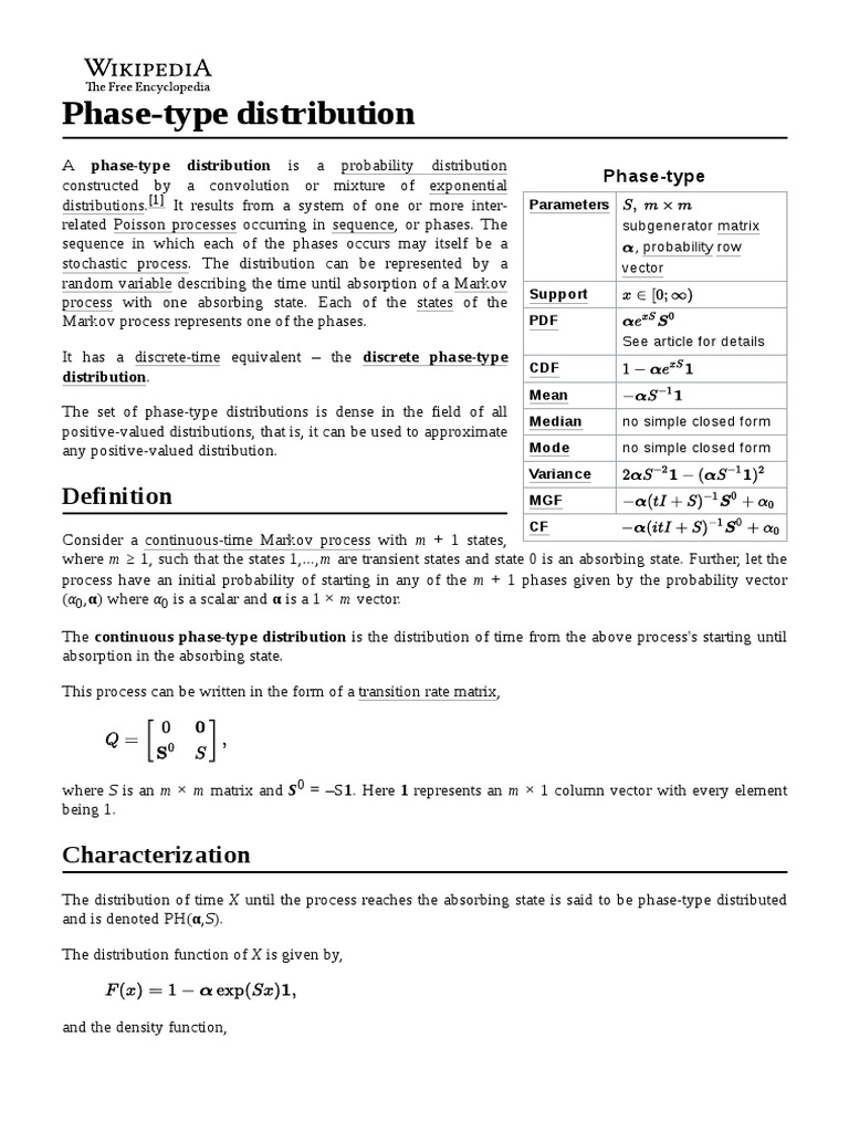 Phase-Type Distribution | PDF | Mathematical Analysis | Statistical Theory