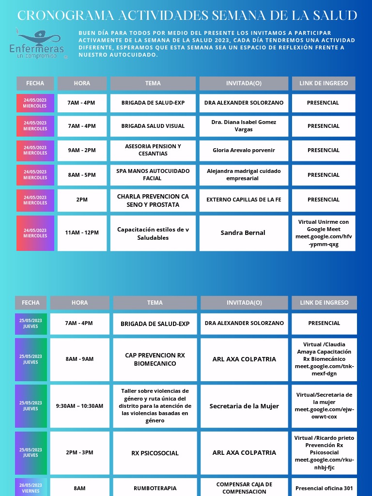 Cronograma Semana de La Salud2 | PDF