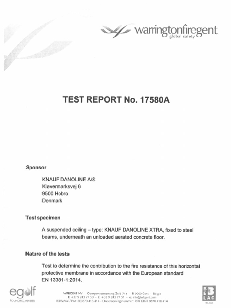 Fire Resistance Test Report For DANOtile Xtra | PDF