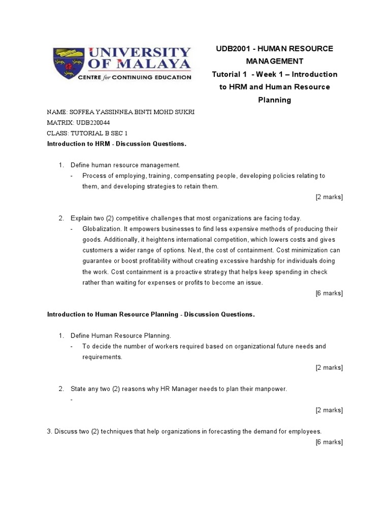 HR Tuto 1 Week 2 | PDF