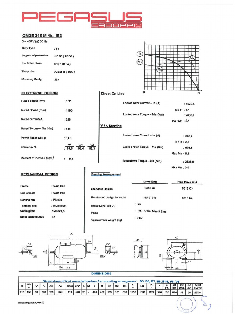 MOTEUR GAMAK 132KW 4P IE3 GM3E 315 M 4b | PDF
