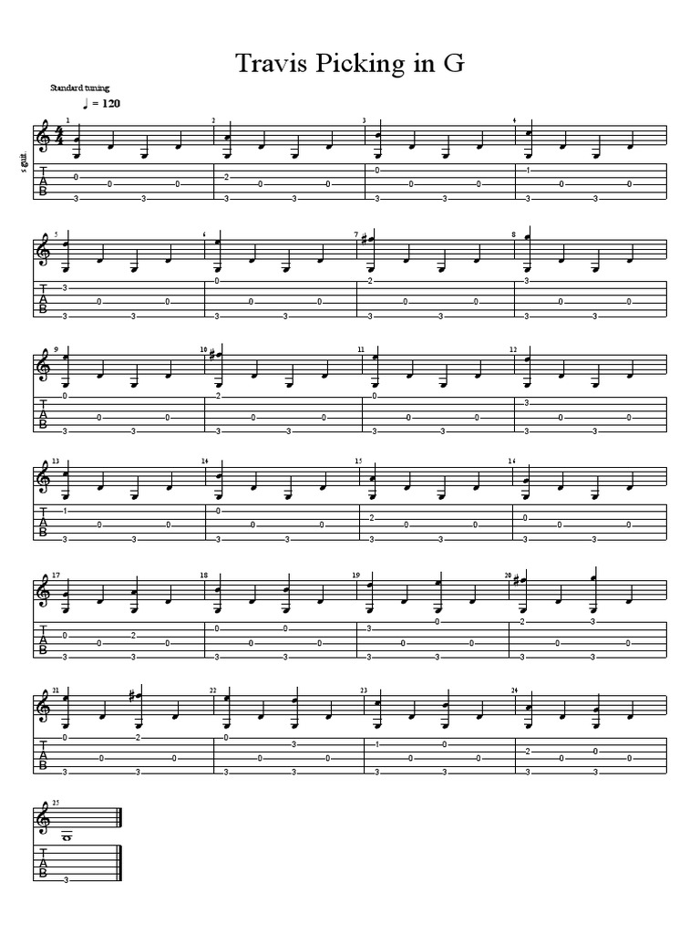 Travis Picking in G | PDF