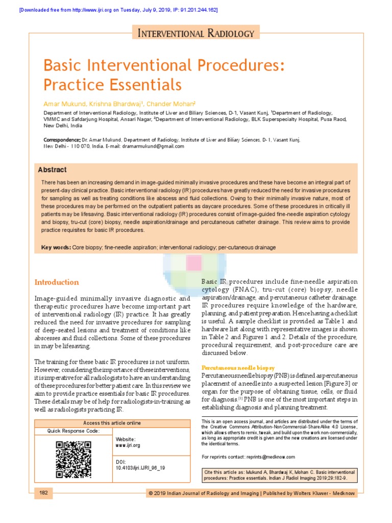 Basic Interventional Procedures Practice Essential | PDF | Biopsy ...