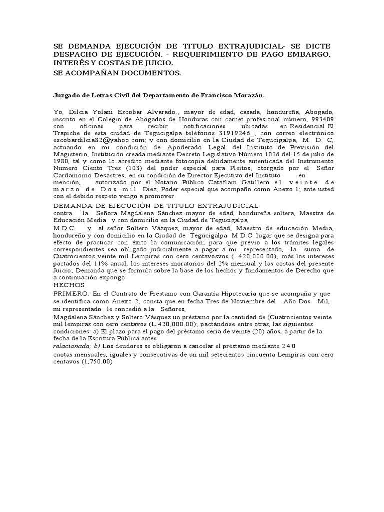 Demanda de Ejecucion Forzoza | PDF