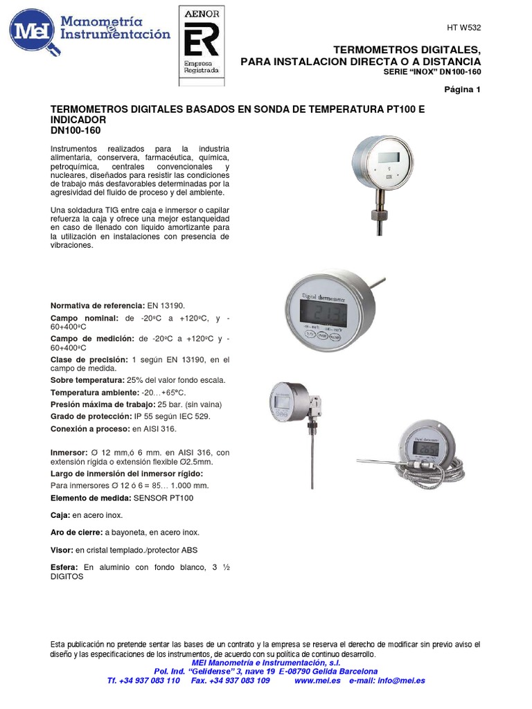 Termómetros Digitales Inox DN100-160 | PDF | Ciencias fisicas | Física ...